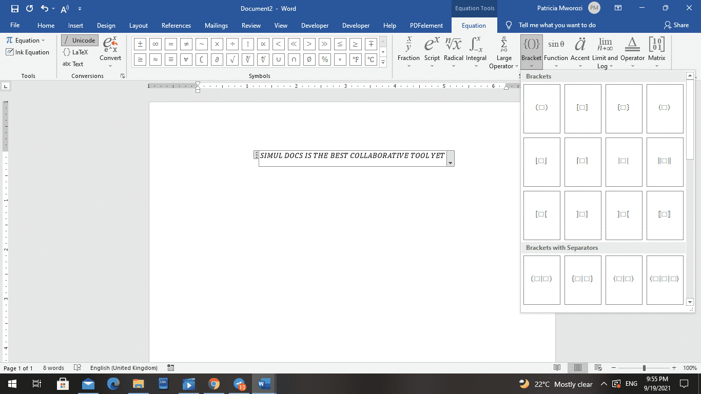 How To Put Multiple Lines Of Text In Brackets In Word