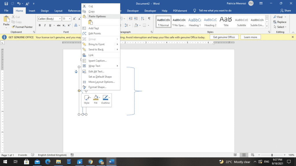 How To Put Multiple Lines Of Text In Brackets In Word