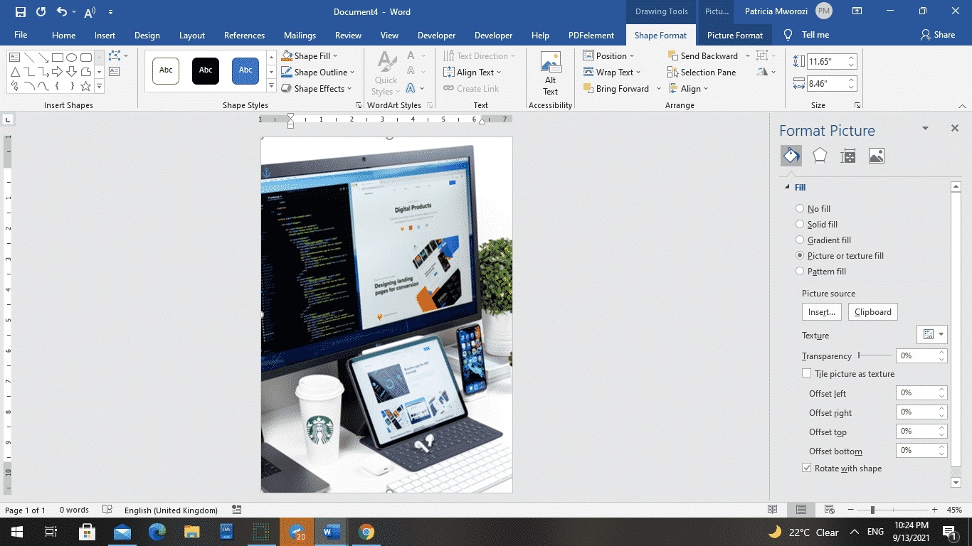 How to add a background image to one page of Microsoft Word documents