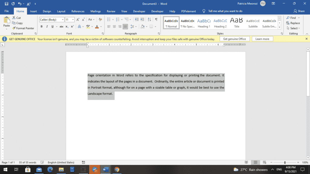 How To Change The Orientation Of One Page In Word