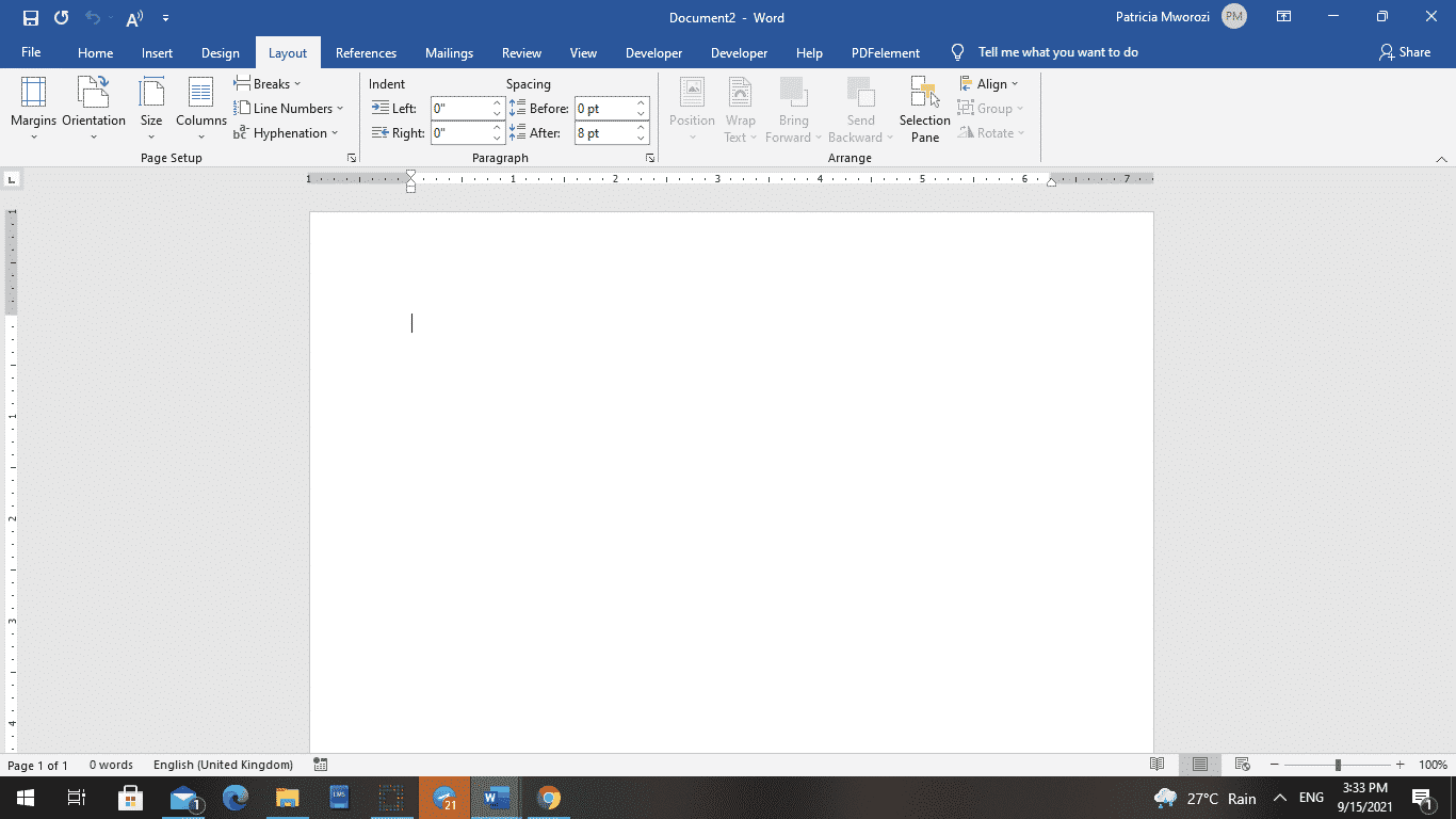 How to change the orientation of one page in Word