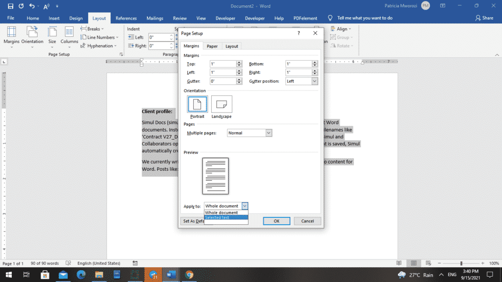 How To Change The Orientation Of One Page In Word
