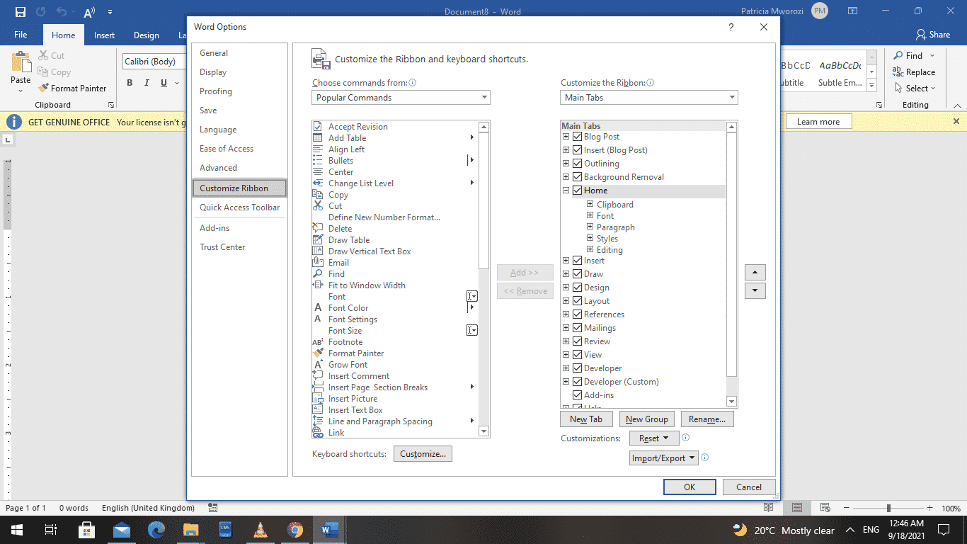 How to insert frames into Microsoft Word documents