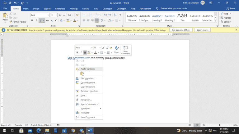 How to remove all hyperlinks in a Microsoft Word document