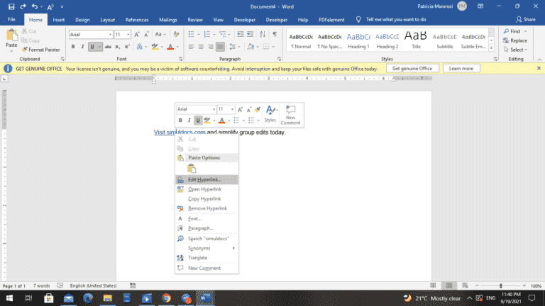 How to remove all hyperlinks in a Microsoft Word document