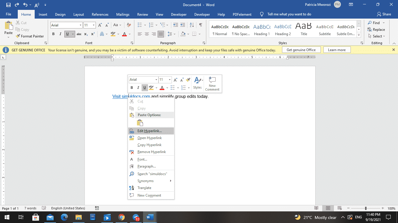 How to remove all hyperlinks in a Microsoft Word document
