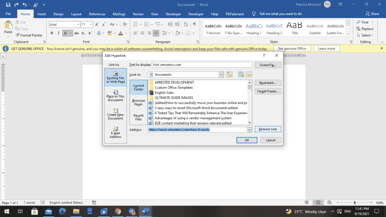 How to remove all hyperlinks in a Microsoft Word document