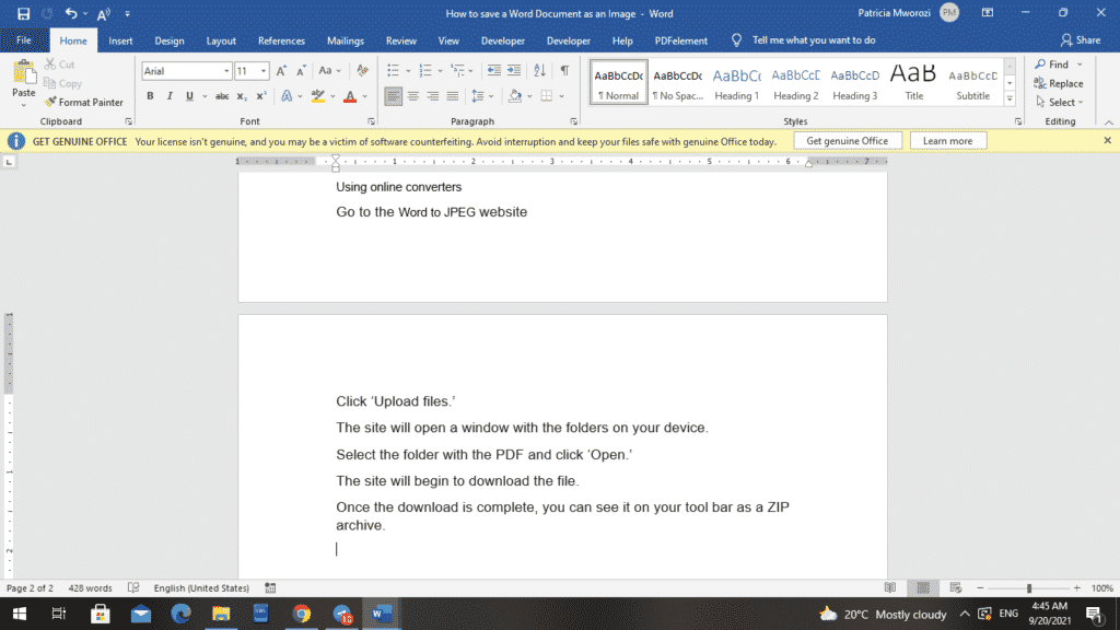 How To Save A Microsoft Word Document As An Image