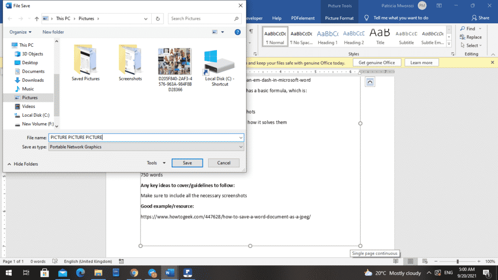 How To Save A Microsoft Word Document As An Image