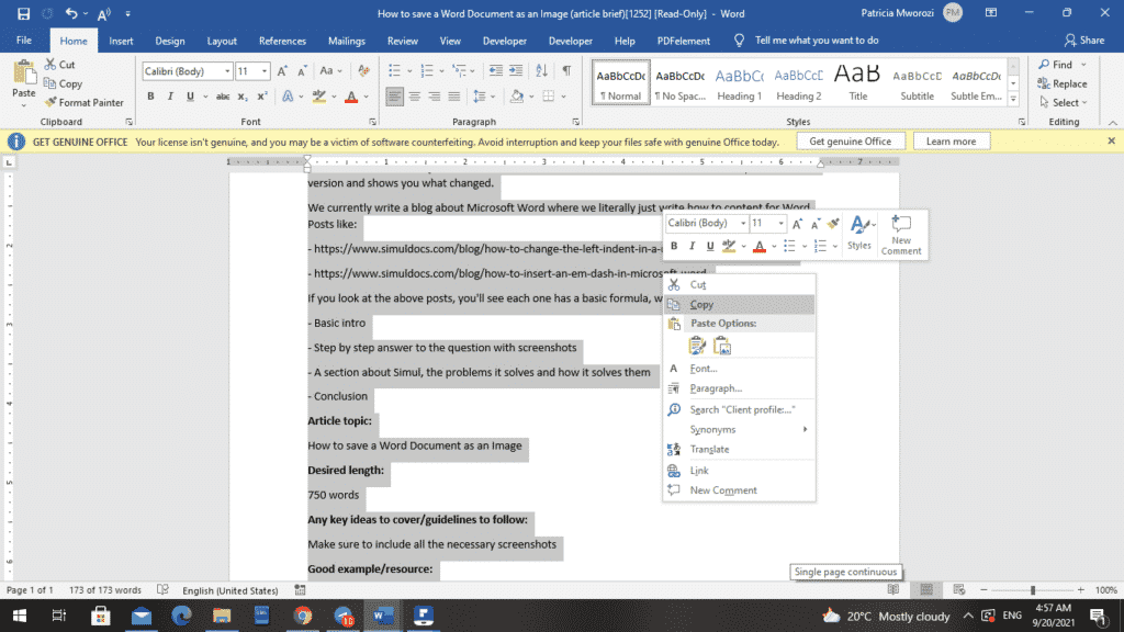How To Save A Microsoft Word Document As An Image