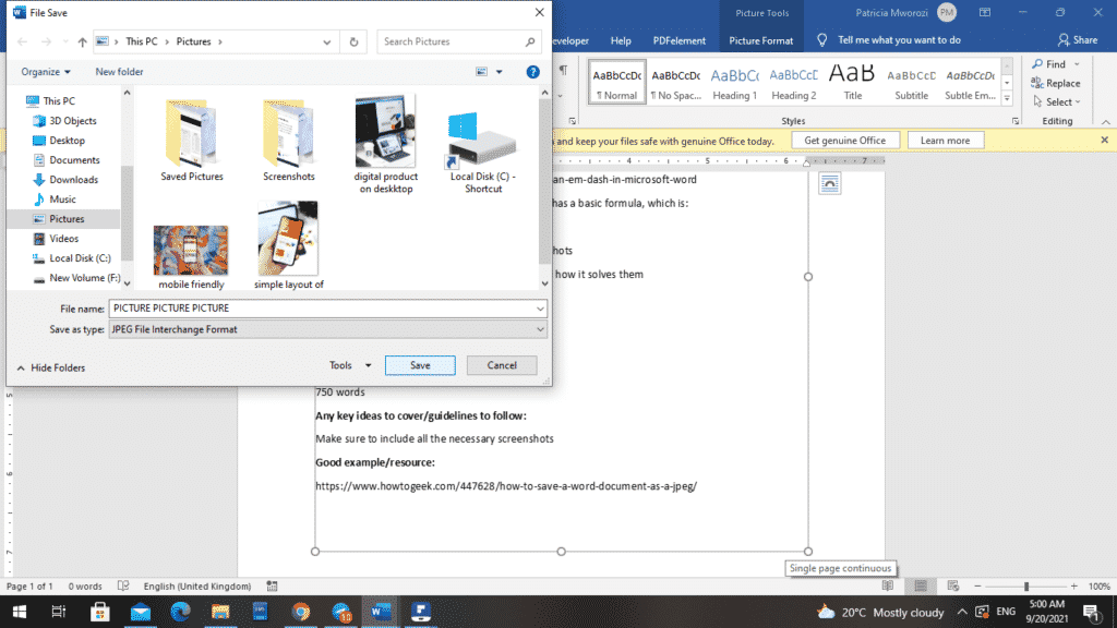 How To Save A Microsoft Word Document As An Image
