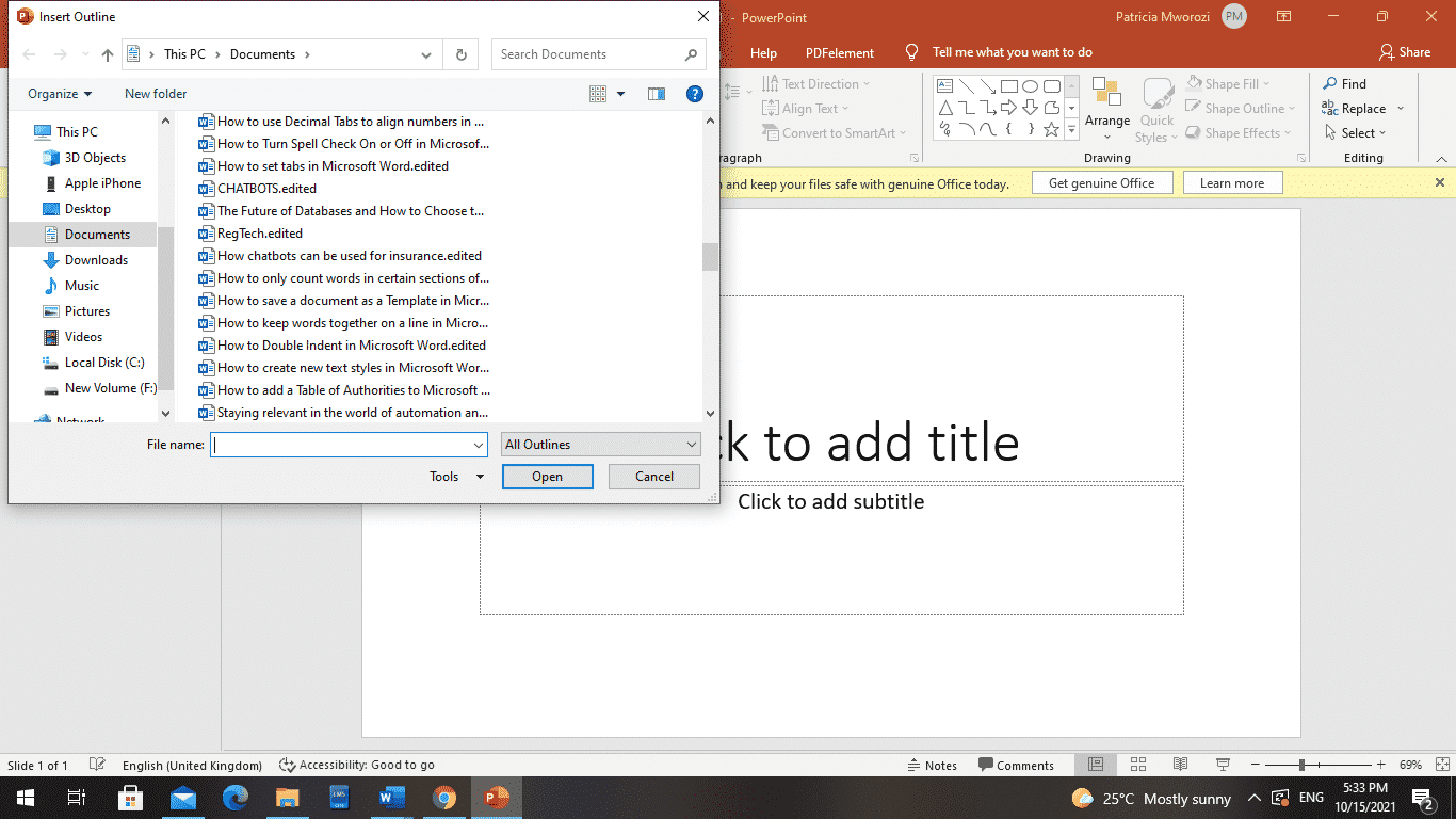 How to convert a Microsoft Word document to PowerPoint