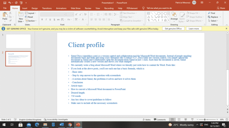 How to convert a Microsoft Word document to PowerPoint