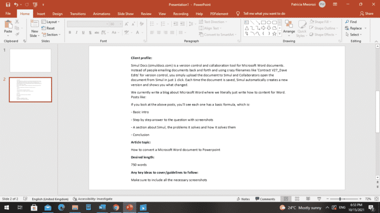 How to convert a Microsoft Word document to PowerPoint