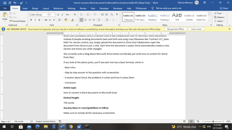 How to convert a Word document to Microsoft Excel