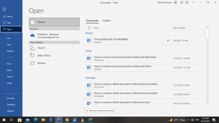 How to convert an Excel document to Microsoft Word