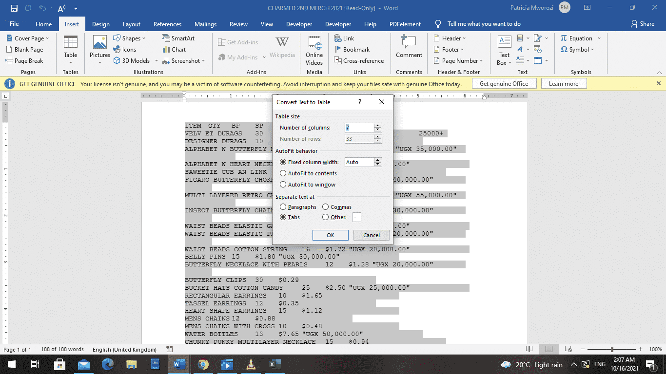 How to convert an Excel document to Microsoft Word