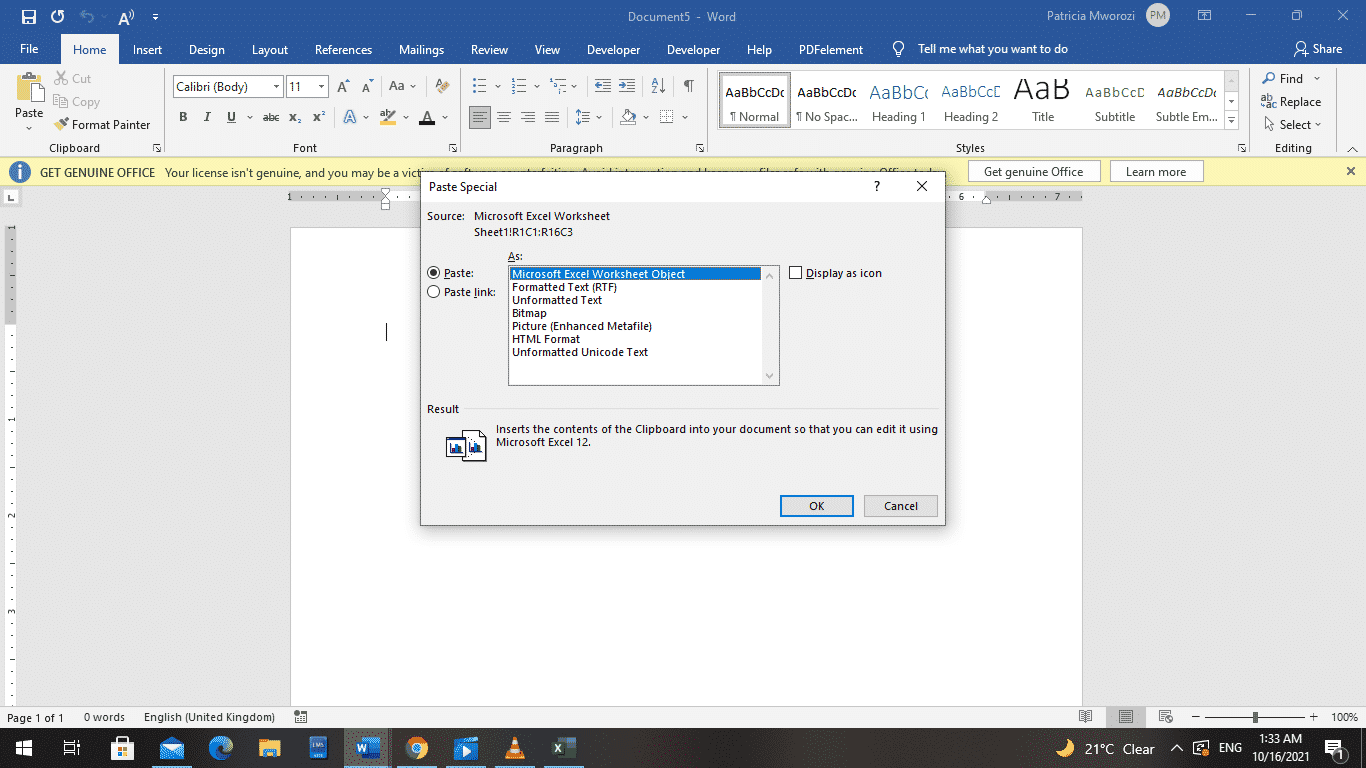 How to convert an Excel document to Microsoft Word