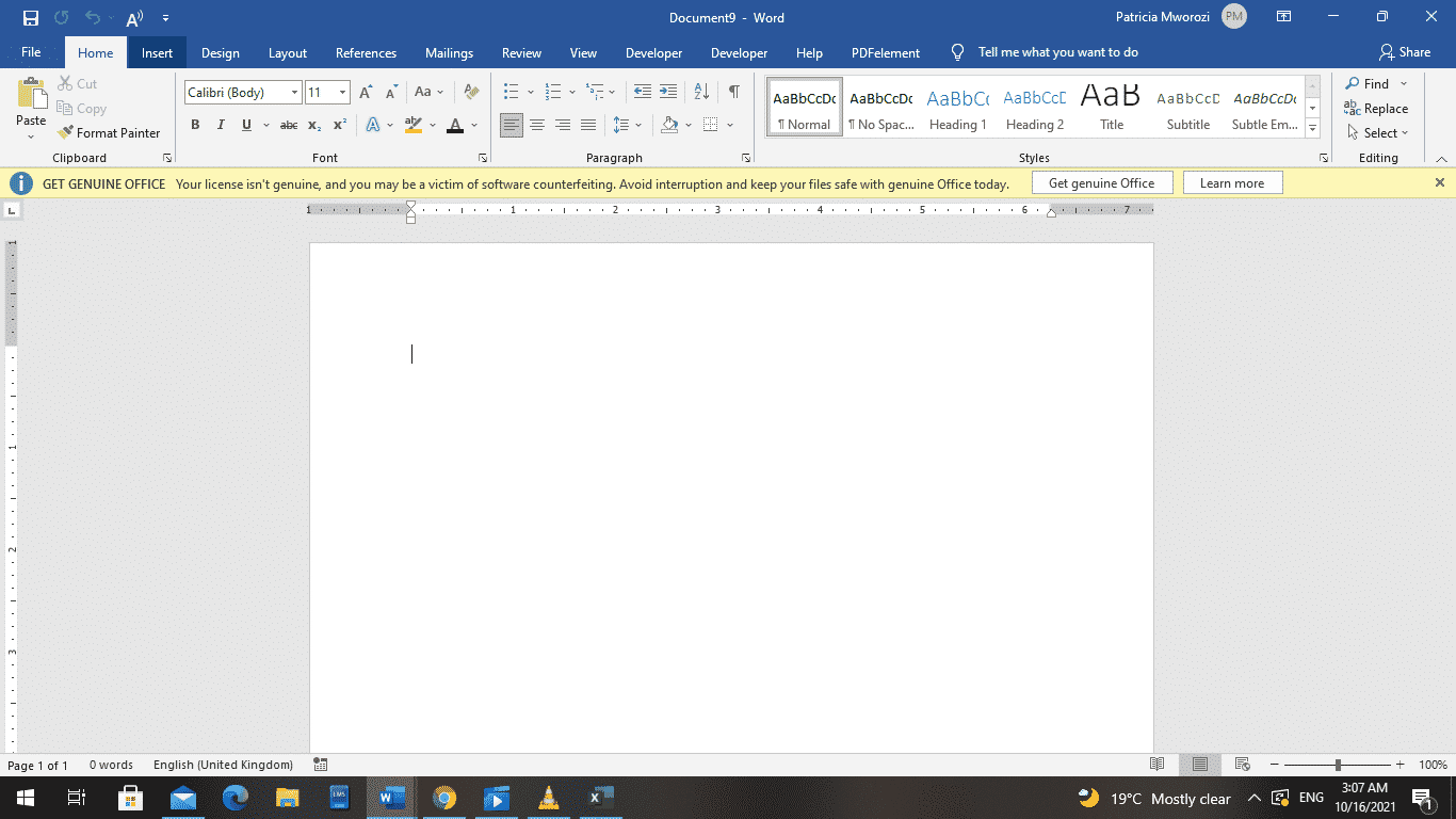 How to insert a line over the top of text in Word documents