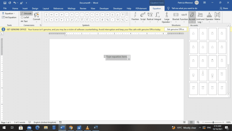 How to insert a line over the top of text in Word documents