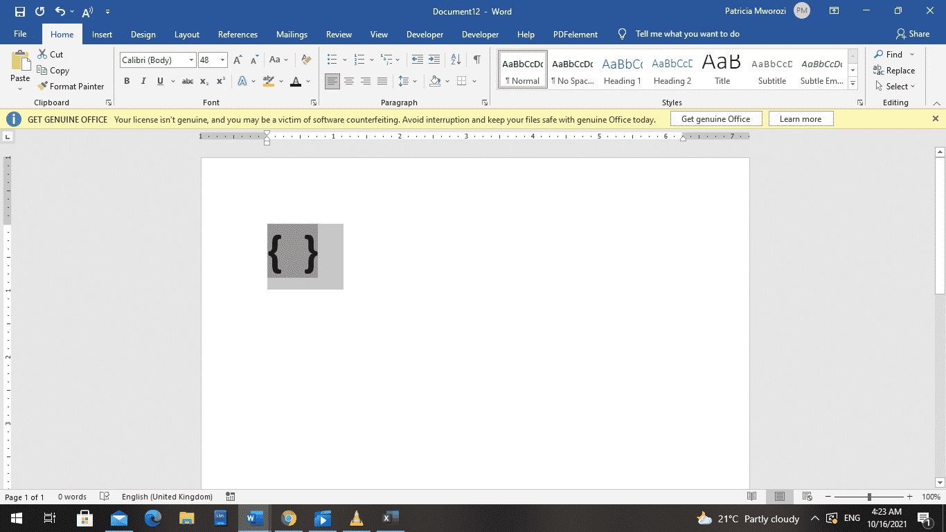 How to insert a line over the top of text in Word documents