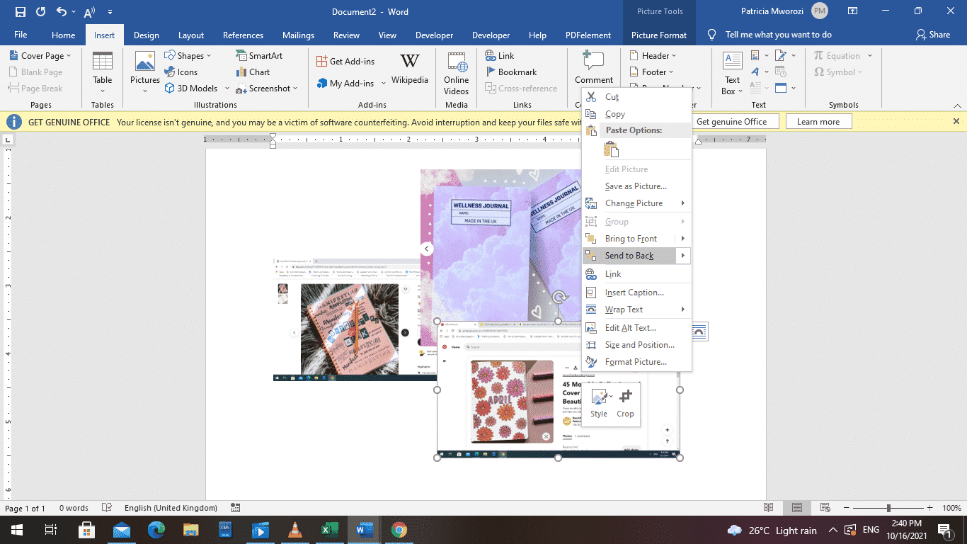 How to merge images in Microsoft Word document