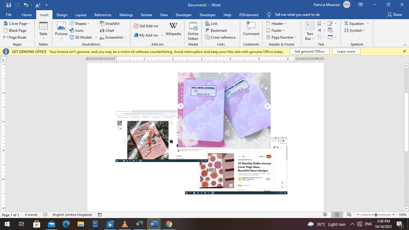 How to merge images in Microsoft Word document
