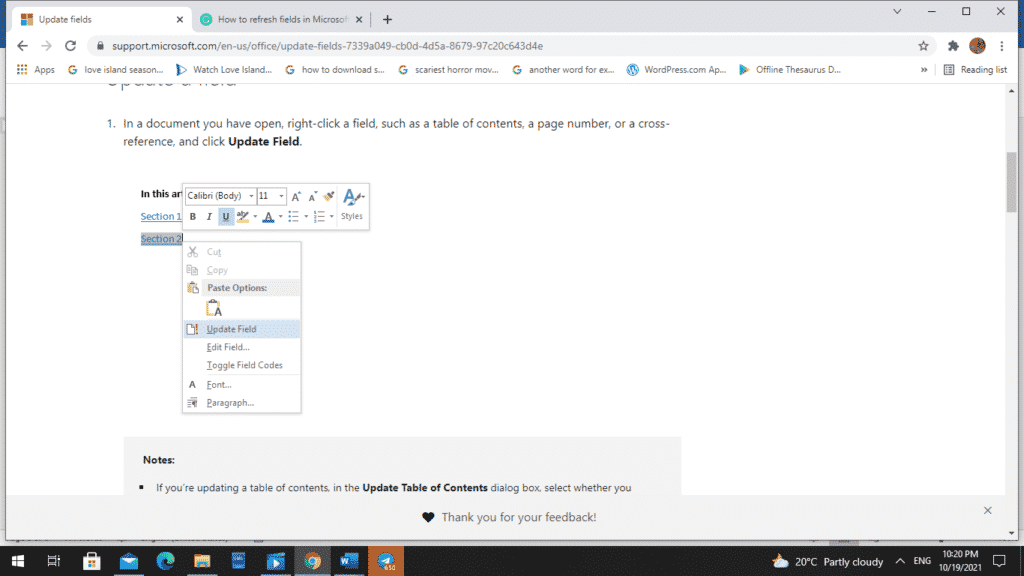 How To Refresh Fields In Microsoft Word Documents