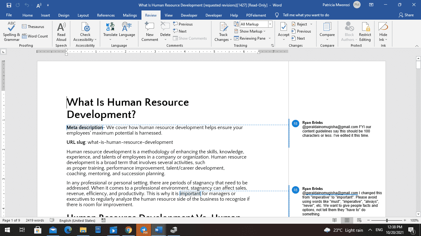 How to remove all comments from a Microsoft Word document