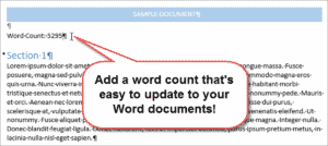 How to insert the word count into a Microsoft Word document