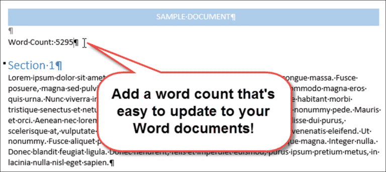 How to insert the word count into a Microsoft Word document