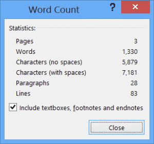 How to insert the word count into a Microsoft Word document