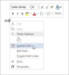 How to insert the word count into a Microsoft Word document