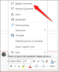 How to resolve a comment in Microsoft Word documents