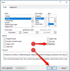 How and why to use hidden text in a Microsoft Word document