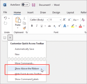 How to customize the Quick Access toolbar in Microsoft Word