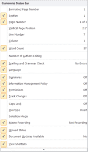 How to customize the status bar in Microsoft Word