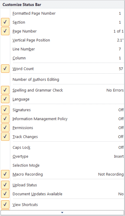 How To Customize The Status Bar In Microsoft Word