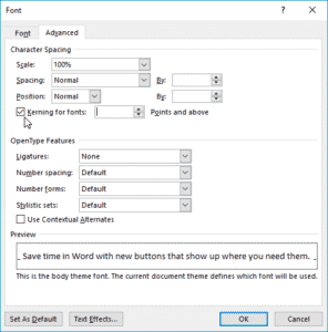 How to fix character spacing in justified text in Microsoft Word